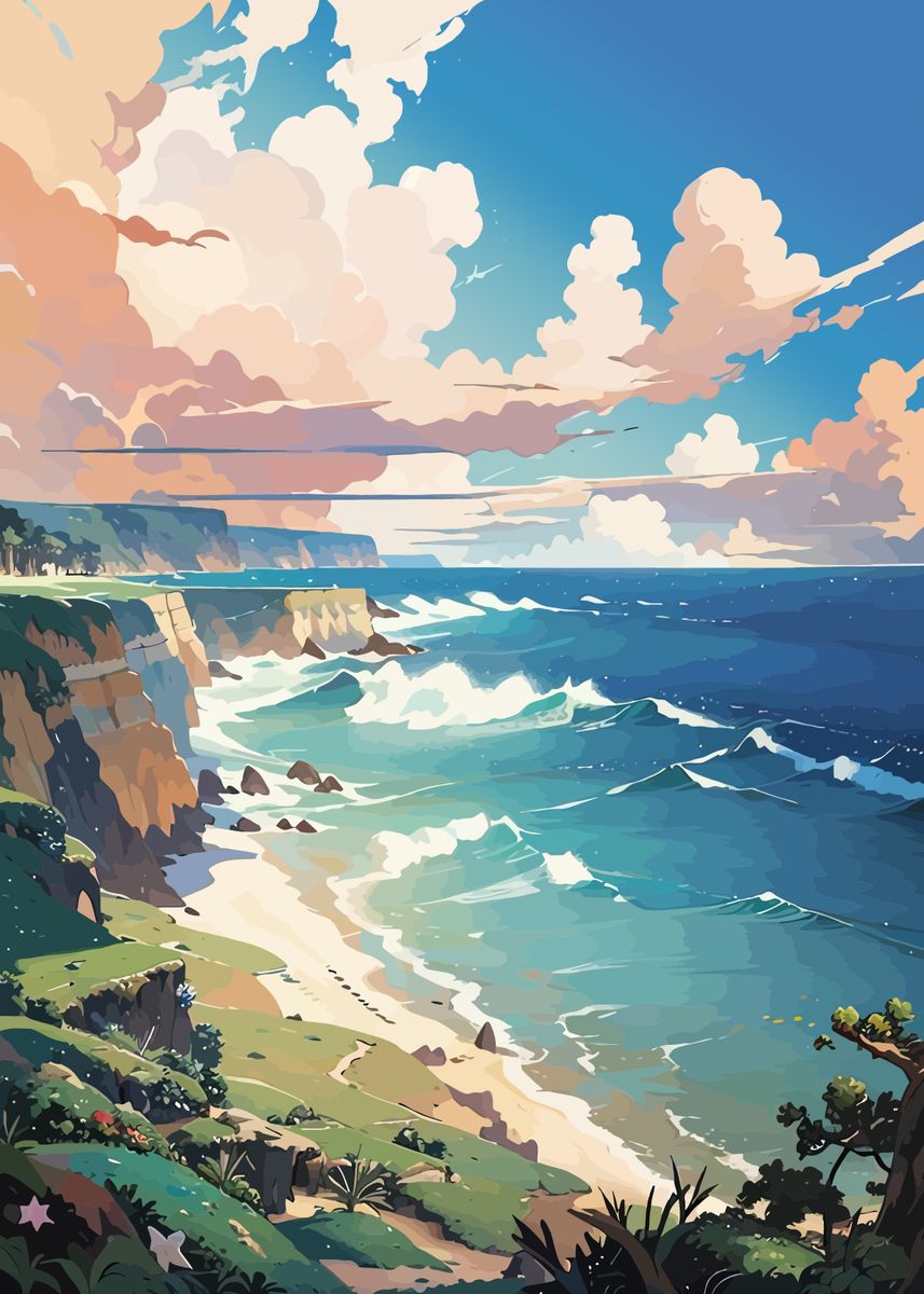 'The Cliff' Poster, picture, metal print, paint by Naui Art | Displate