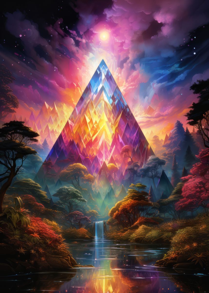 'Psychedelic Color Pyramid' Poster, picture, metal print, paint by ...