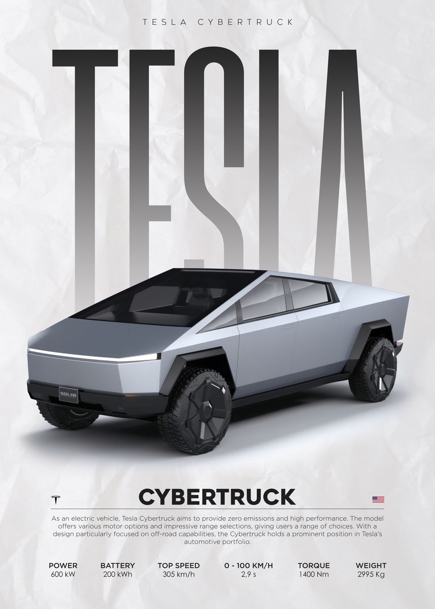 'Tesla Cybertruck' Poster, picture, metal print, paint by Conceptual ...