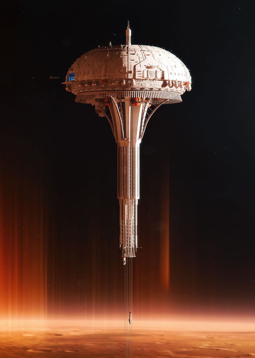 'Mars Space Elevator' Poster, picture, metal print, paint by Tobias ...