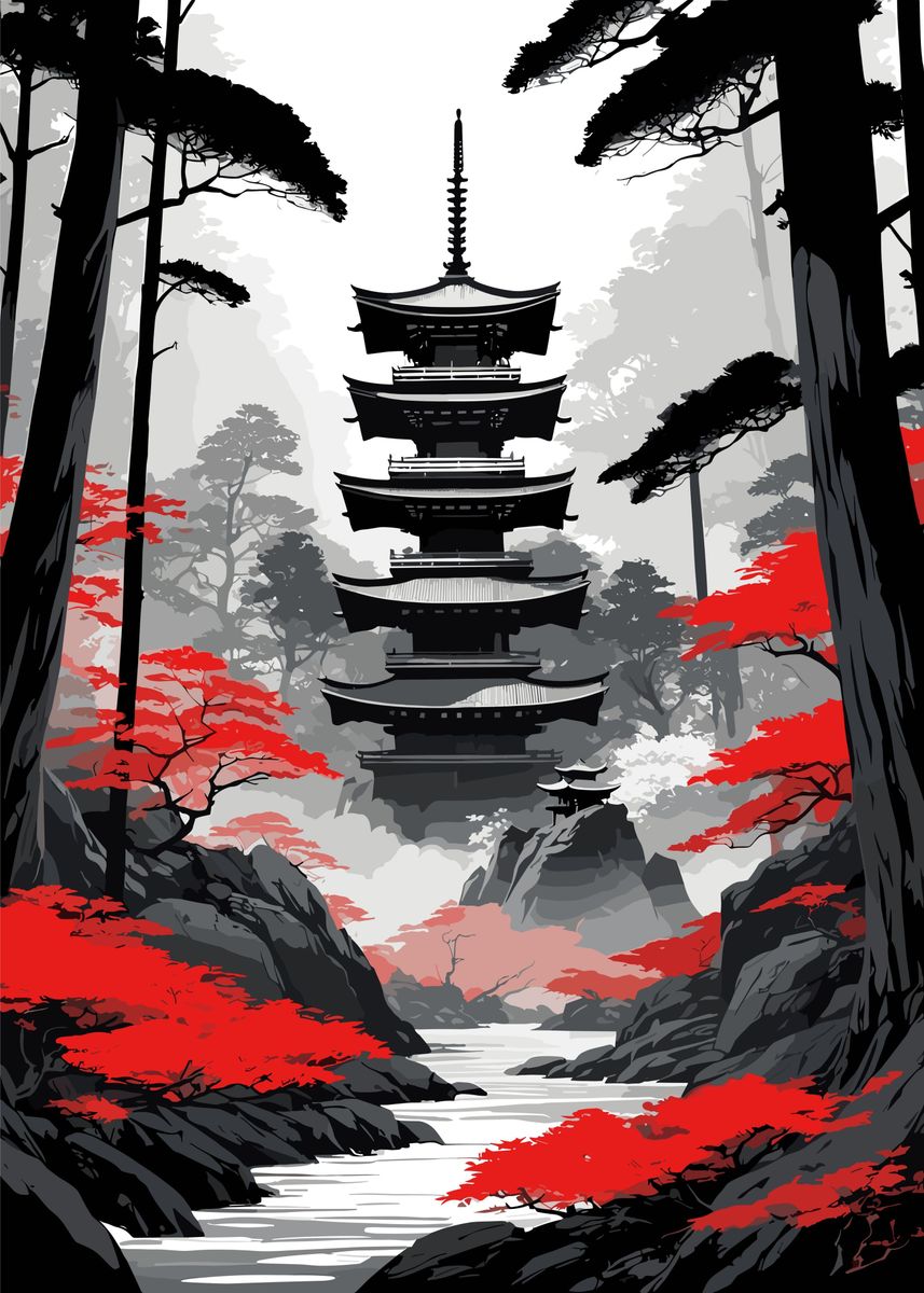 'Mystical Japanese Forest' Poster, picture, metal print, paint by Vicky ...