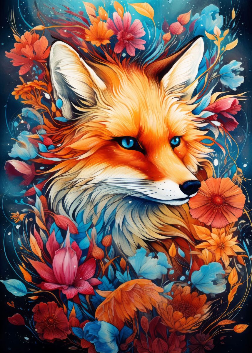 'Red Fox Potrait Abstract' Poster, picture, metal print, paint by ...