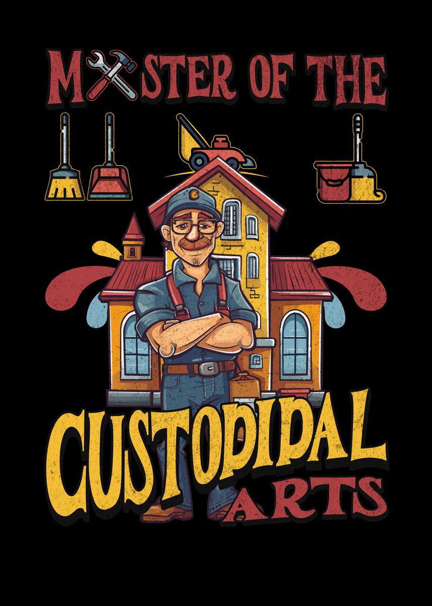'School Custodian Janitor' Poster, picture, metal print, paint by ...