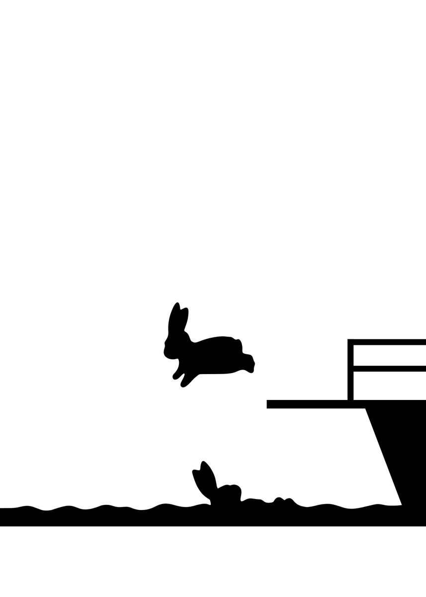 'Diving Rabbit' Poster, picture, metal print, paint by wan studio 50 ...