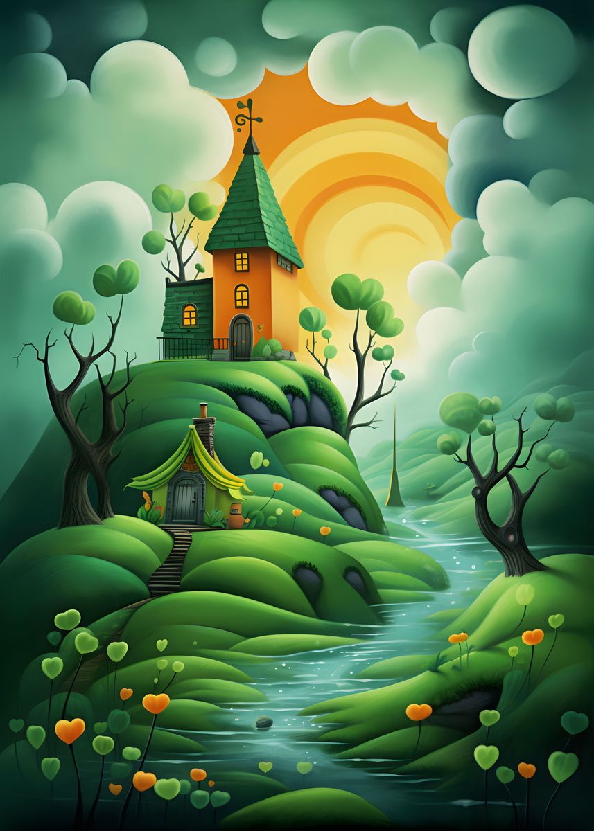 'Sunkissed Haven' Poster, picture, metal print, paint by NAMA | Displate