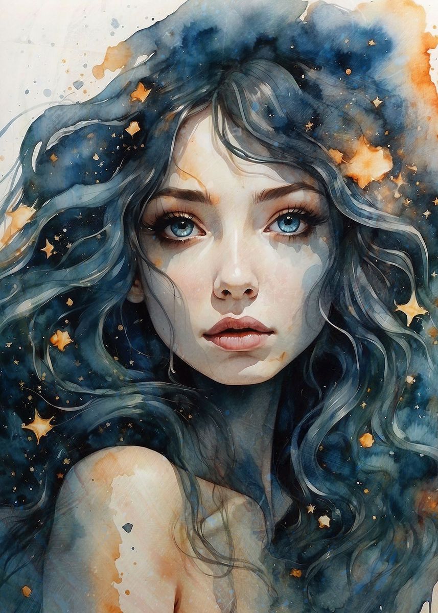 'Portrait of the Starry Sky' Poster, picture, metal print, paint by ...