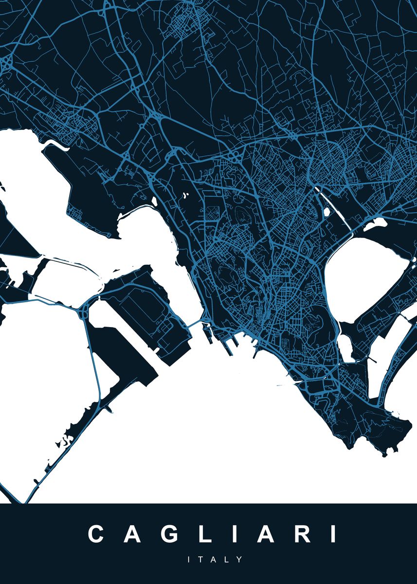 'MAP CAGLIARI ITALY ' Poster, picture, metal print, paint by UrbanMaps ...
