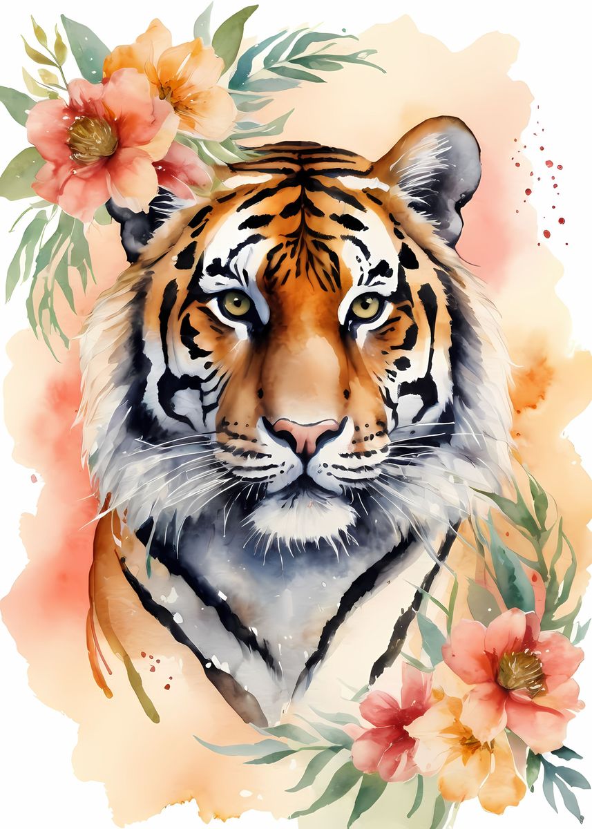 'Peaceful Tiger' Poster, picture, metal print, paint by Dominustheus ...