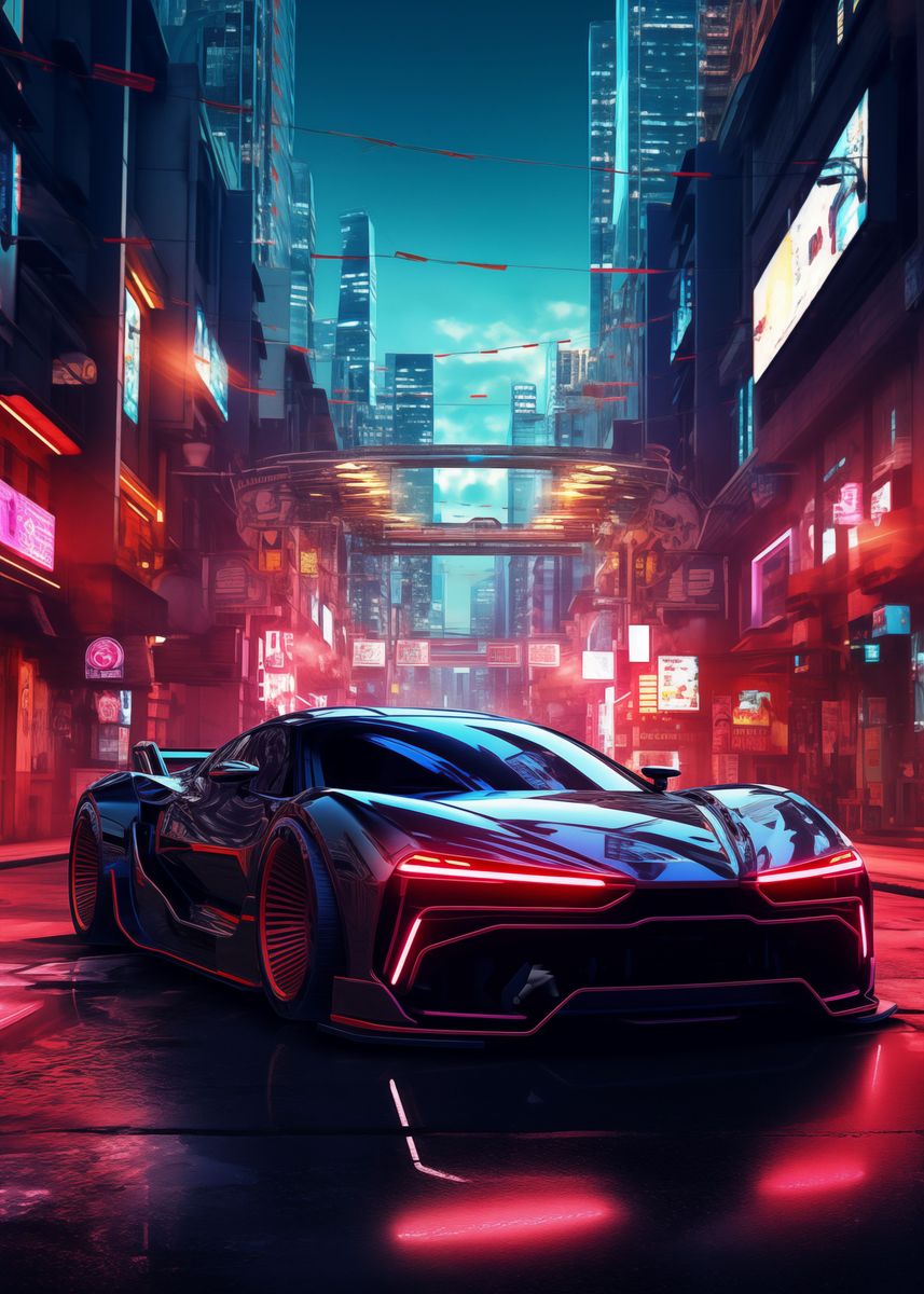 'Future Lambo Cyberpunk' Poster, picture, metal print, paint by Fiorino ...