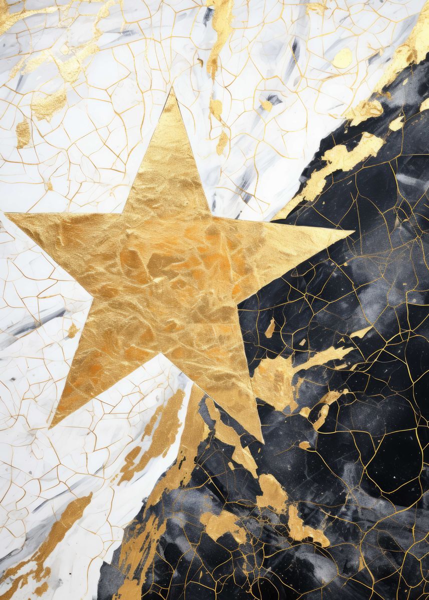 'Star Abstract Gold Decor' Poster, picture, metal print, paint by ...