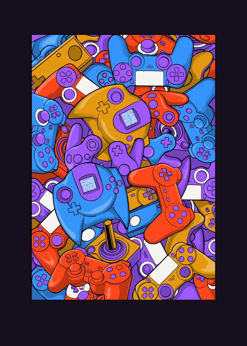 'Funny Gaming Consoles' Poster, picture, metal print, paint by Andrea ...