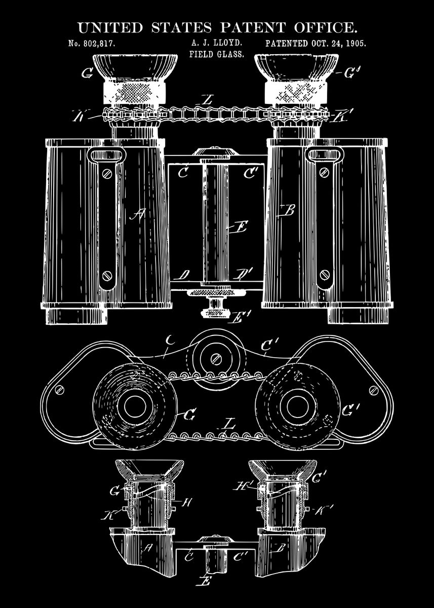 'Field Glass Patent' Poster, picture, metal print, paint by Sam Kal ...