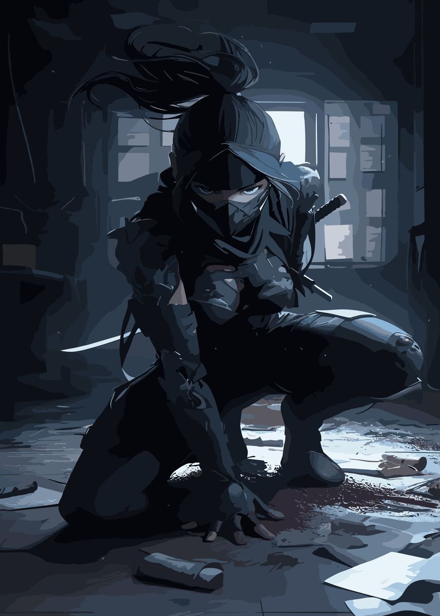 'WOMAN NINJA' Poster, picture, metal print, paint by HSG artshop | Displate