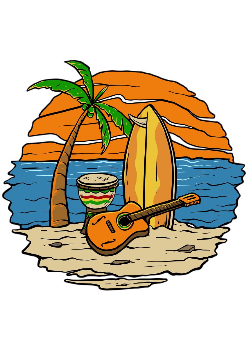 'Surfboard guitar Design' Poster, picture, metal print, paint by Juna ...