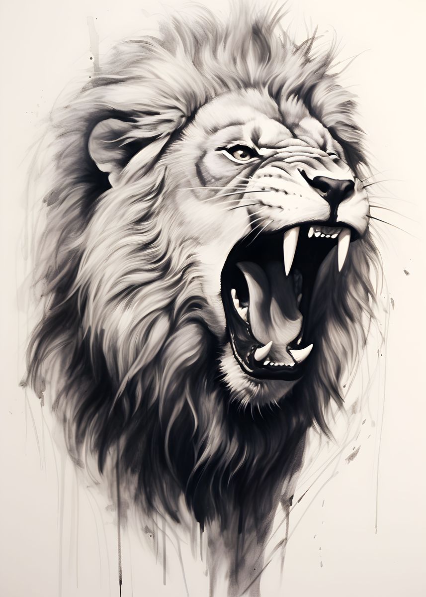 'wild angry lion face' Poster, picture, metal print, paint by Artistme ...