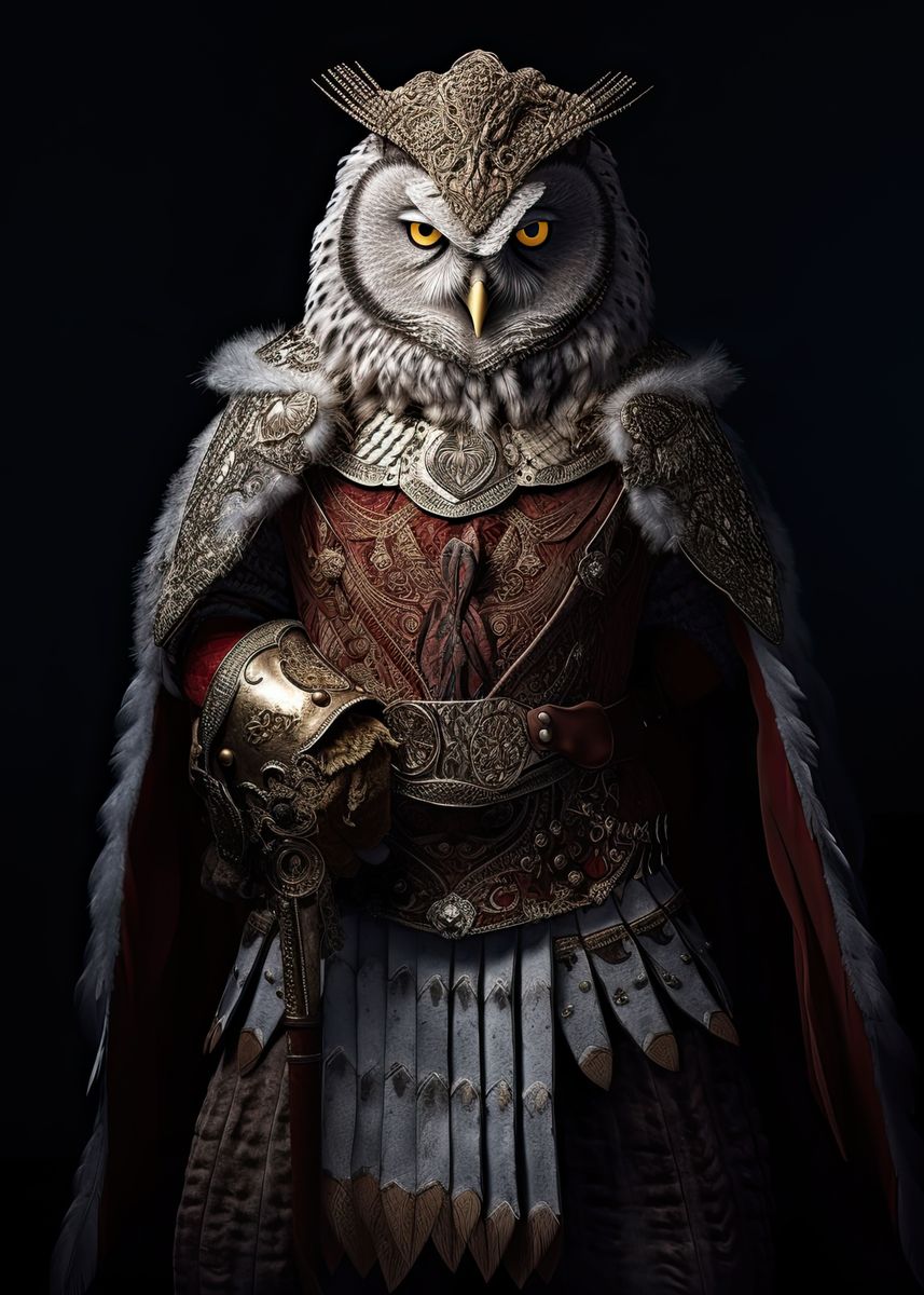 'Warrior Owl' Poster, picture, metal print, paint by NapArt | Displate