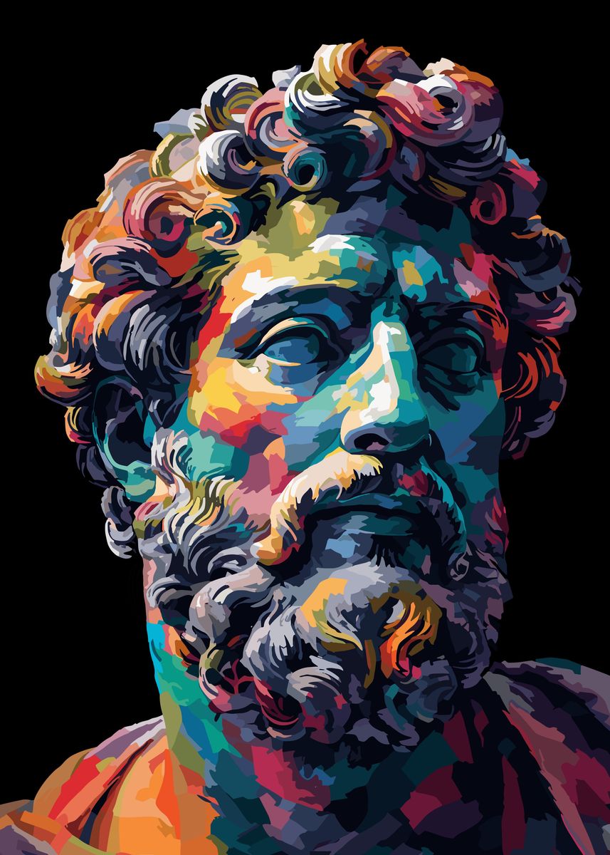'Colorful Marcus Aurelius' Poster, picture, metal print, paint by Vars | Displate