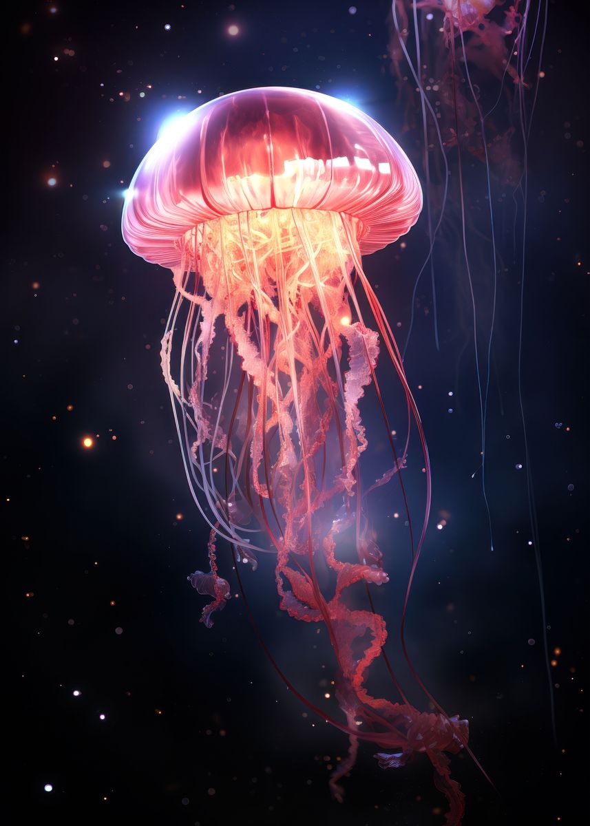 'jellyfish in space' Poster, picture, metal print, paint by Adel S ...