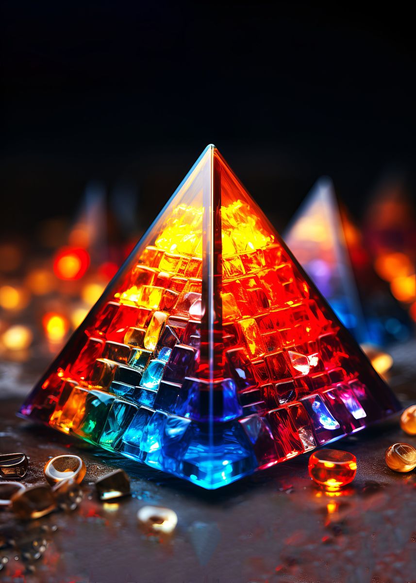 'Rainbow Crystal Pyramid' Poster, picture, metal print, paint by Dark ...