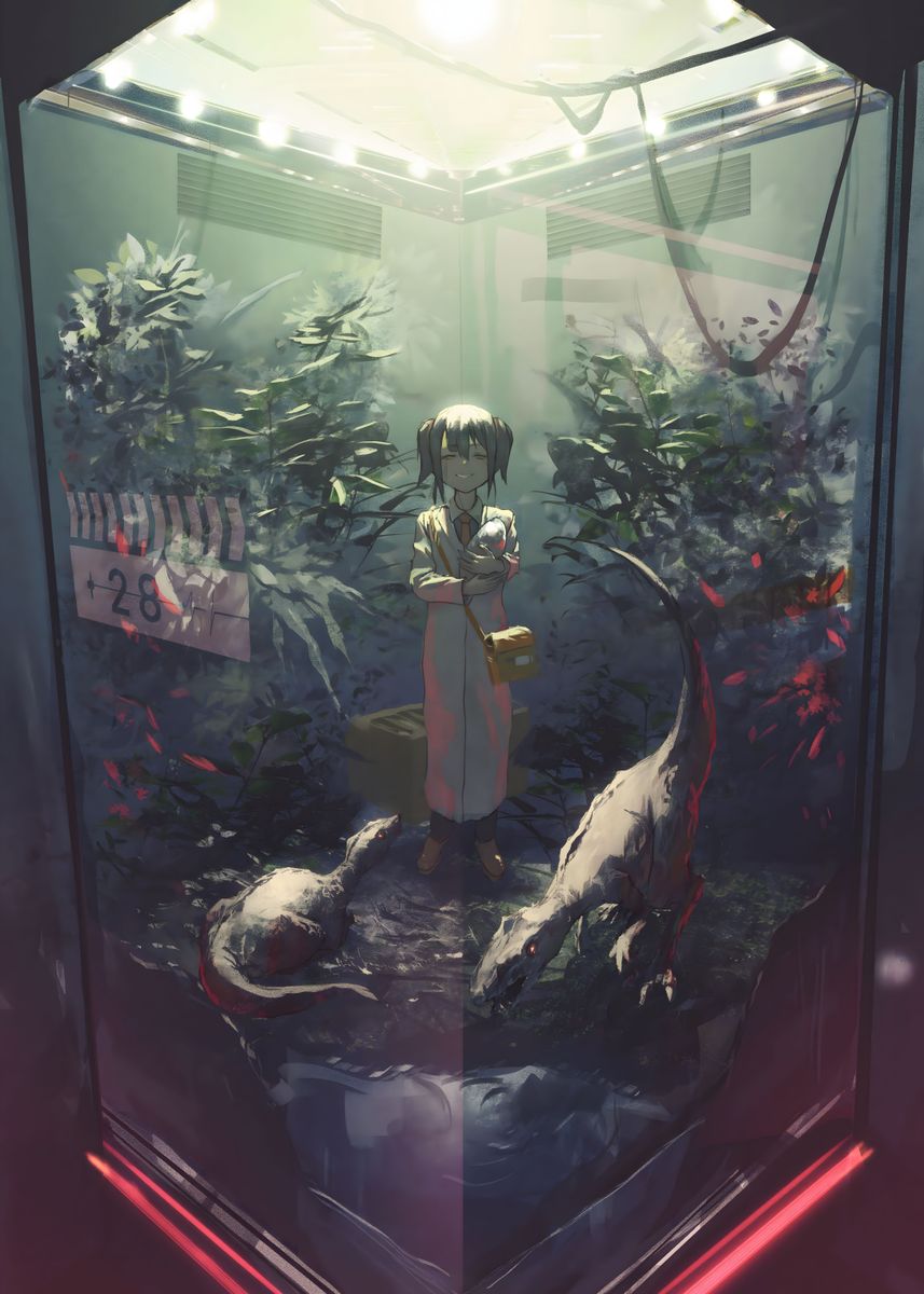 'Anime Girl Cage Experiment' Poster, picture, metal print, paint by ...