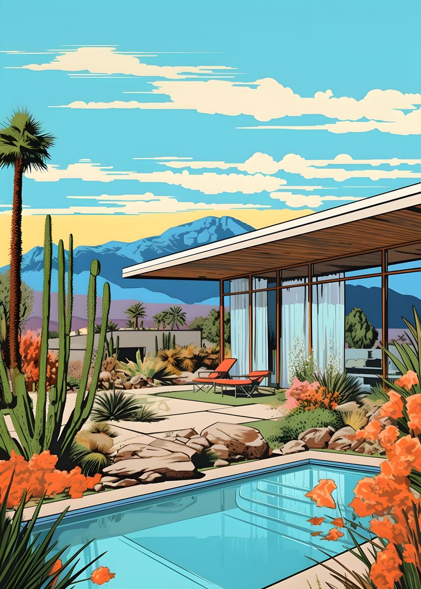 'Vintage House Landscape' Poster, picture, metal print, paint by ...