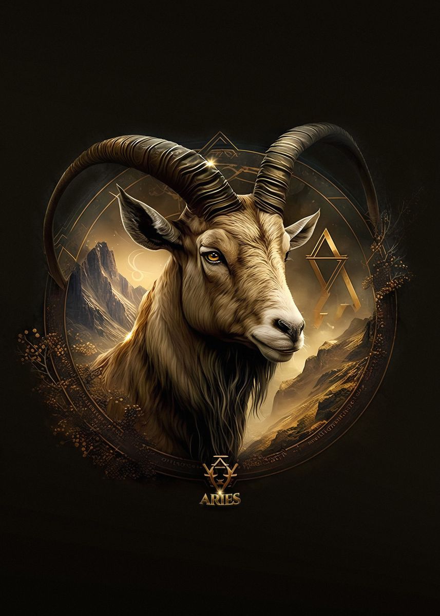 'Aries Zodiac Ram Goat' Poster, picture, metal print, paint by Uber ...