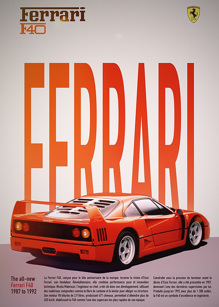 'FERRARI F40' Poster, picture, metal print, paint by TheFrenchToast ...