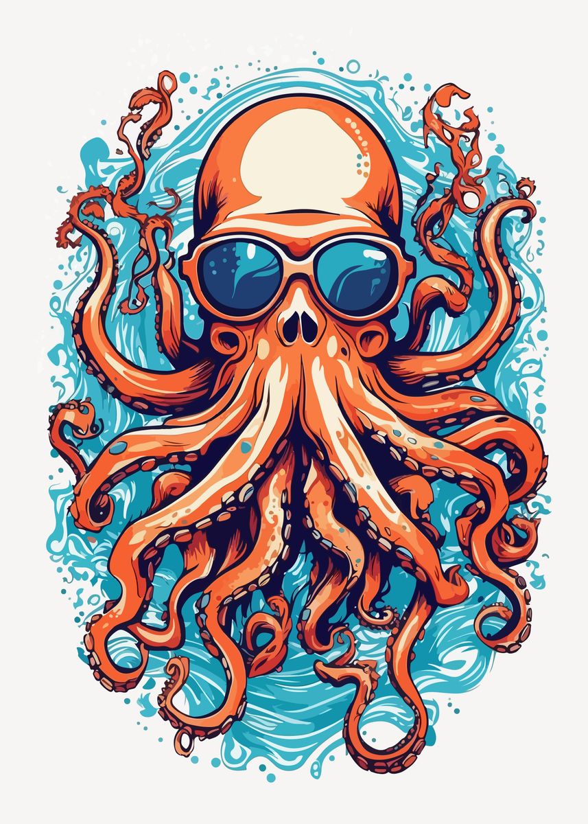 'Chill Octopus Illustration' Poster, picture, metal print, paint by ...