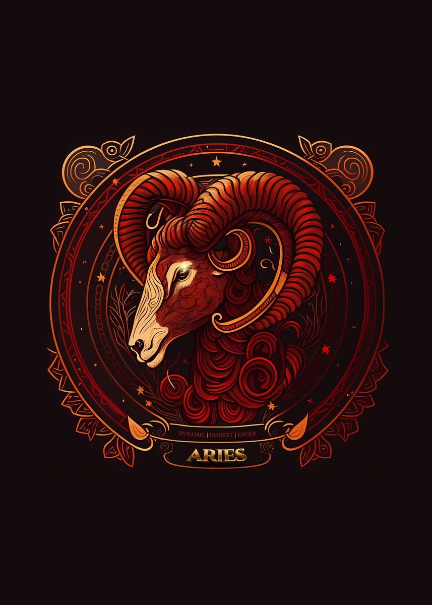 'Aries Zodiac Ram Goat' Poster, picture, metal print, paint by Uber ...