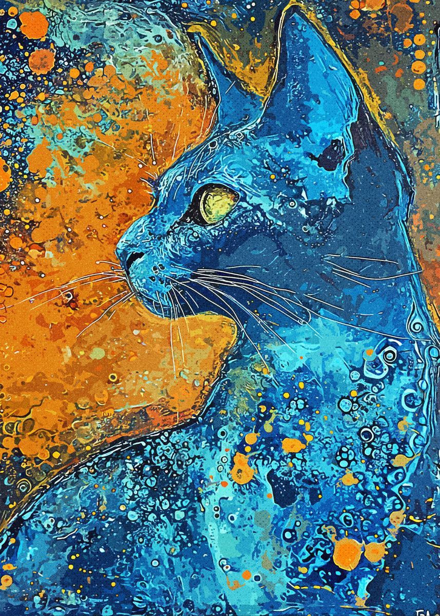 'Blue Cat Painting' Poster, picture, metal print, paint by Magnum ...