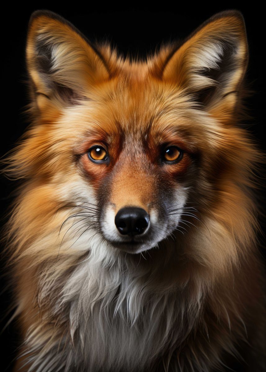 'Cool Red Fox Portrait' Poster, picture, metal print, paint by Ray Faye ...