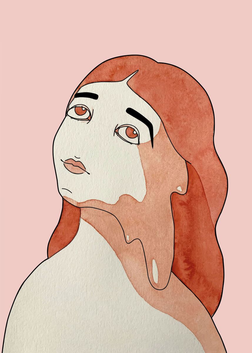 'Orange Woman Portrait ' Poster, picture, metal print, paint by Nolanda ...