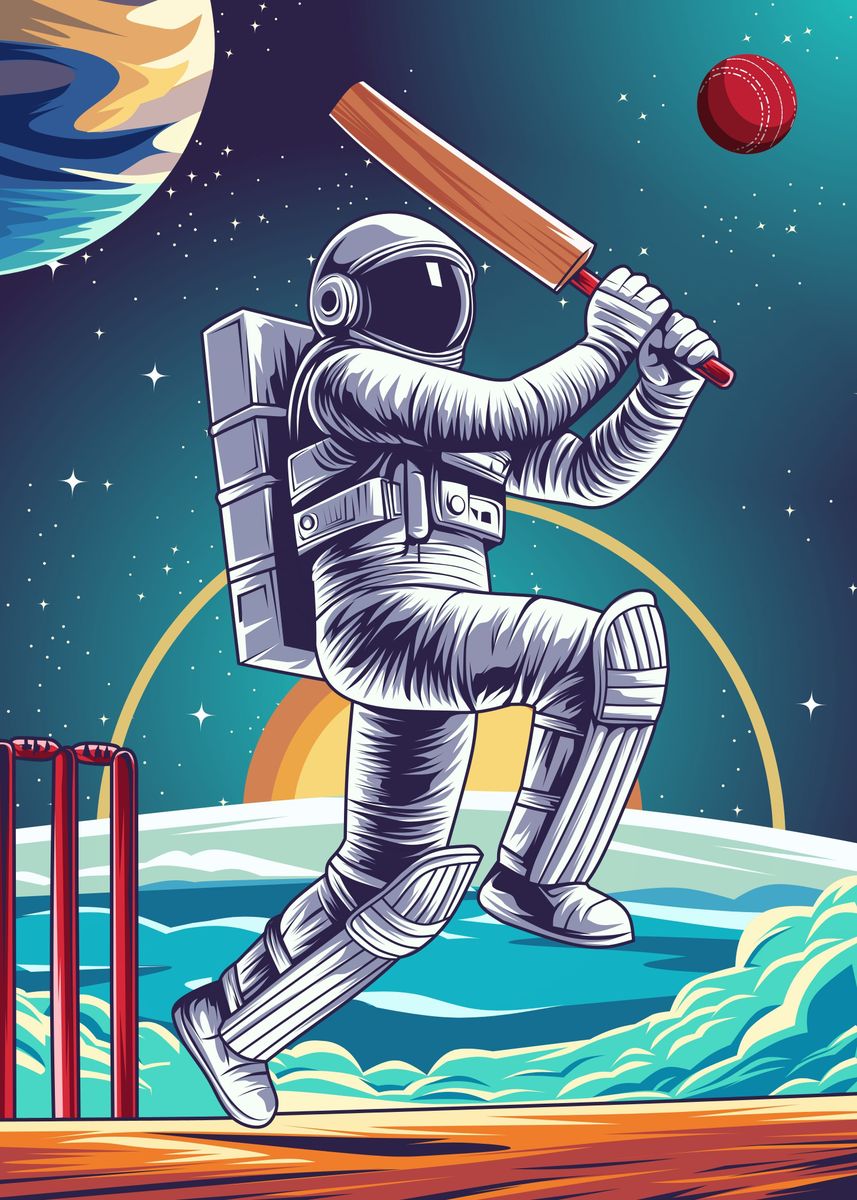 'Astro Playing Cricket' Poster, picture, metal print, paint by Miracle ...