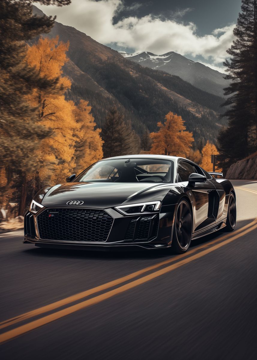 'Black Audi R8' Poster, picture, metal print, paint by Adam | Displate