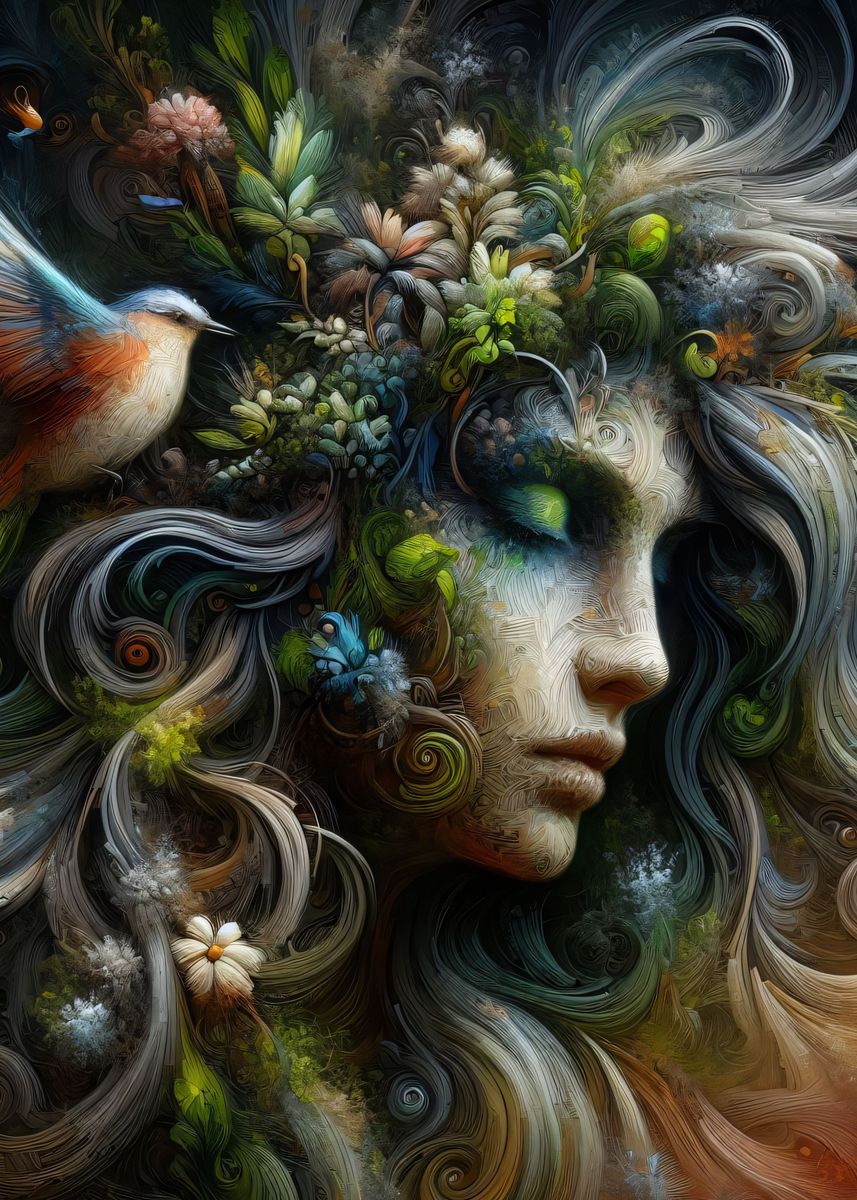 'Fairy Forest Portrait' Poster, picture, metal print, paint by ...