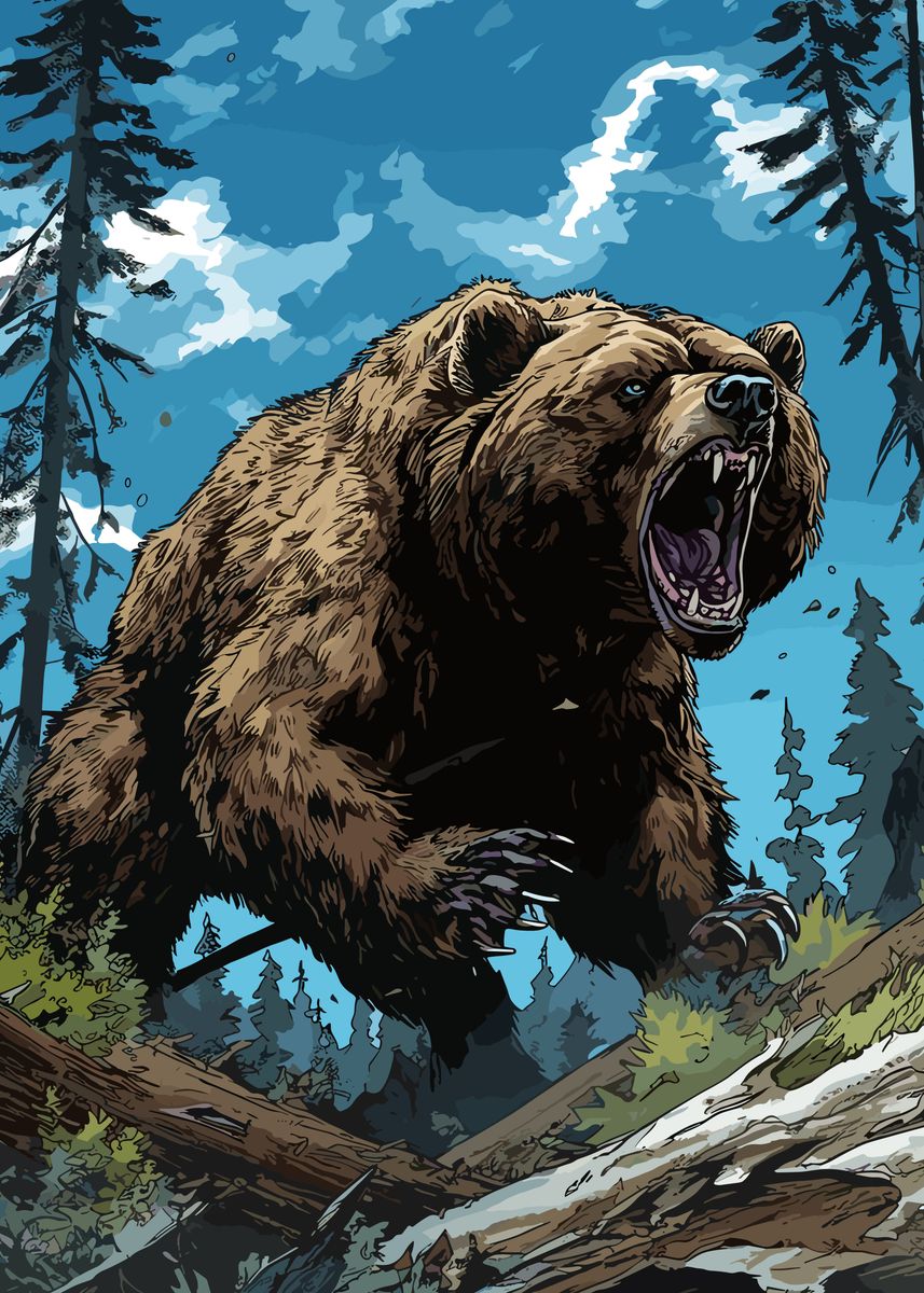 'MONSTER BEAR' Poster, picture, metal print, paint by HSG artshop ...