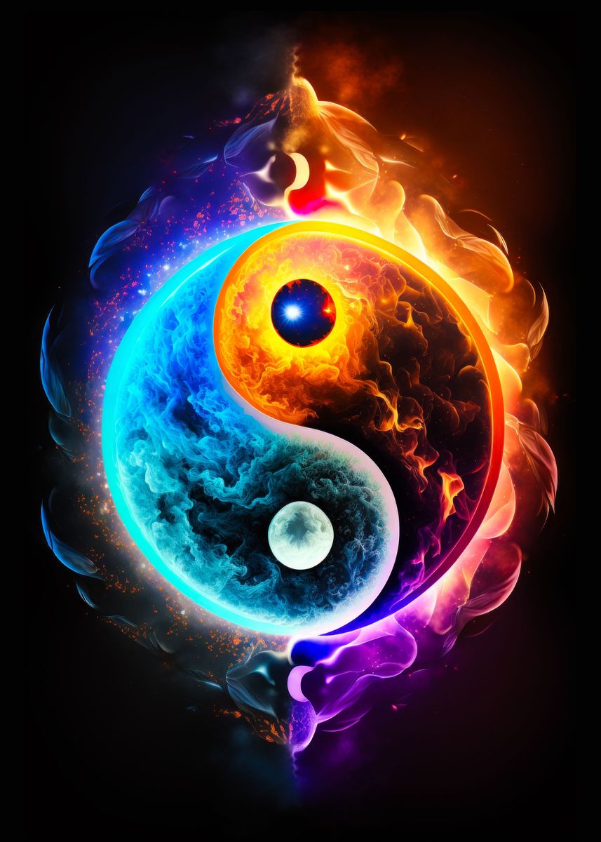 'Yin and Yang Four Elements' Poster, picture, metal print, paint by ...