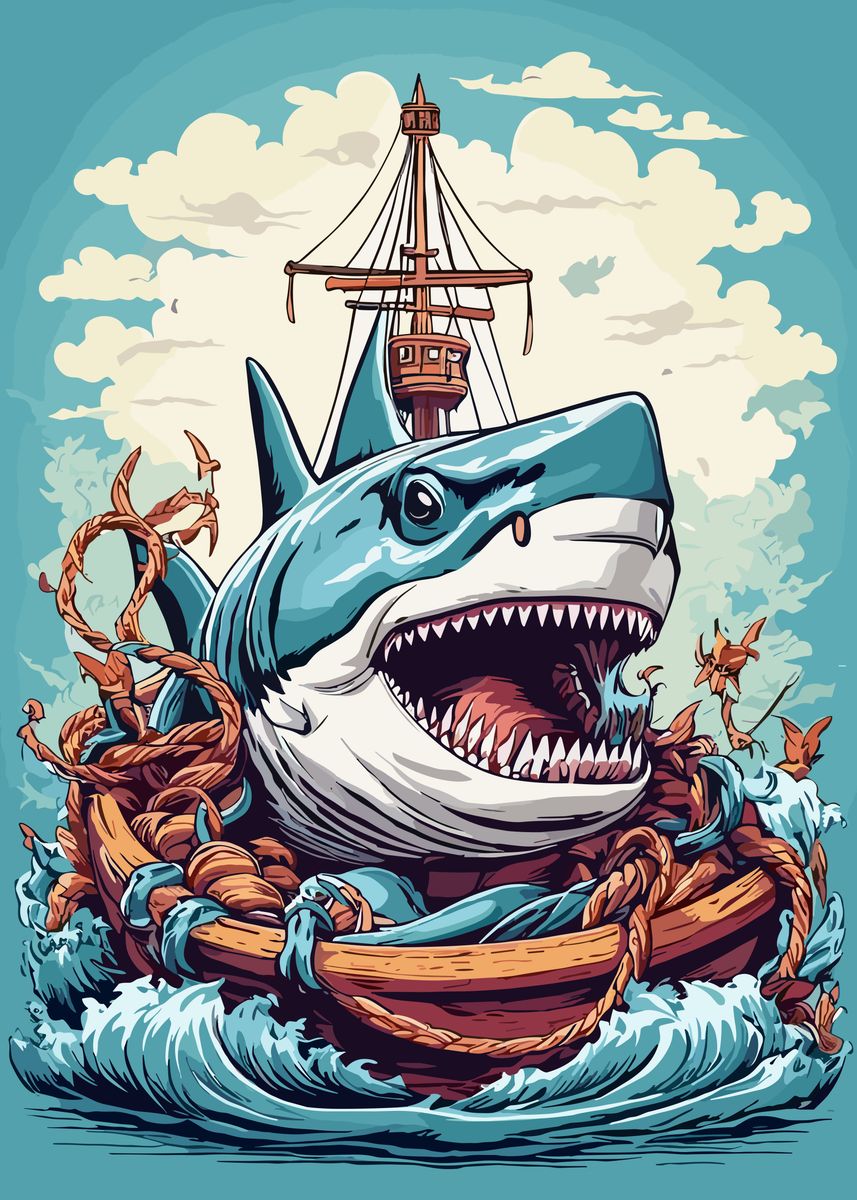 'SHARK' Poster, picture, metal print, paint by HSG artshop | Displate