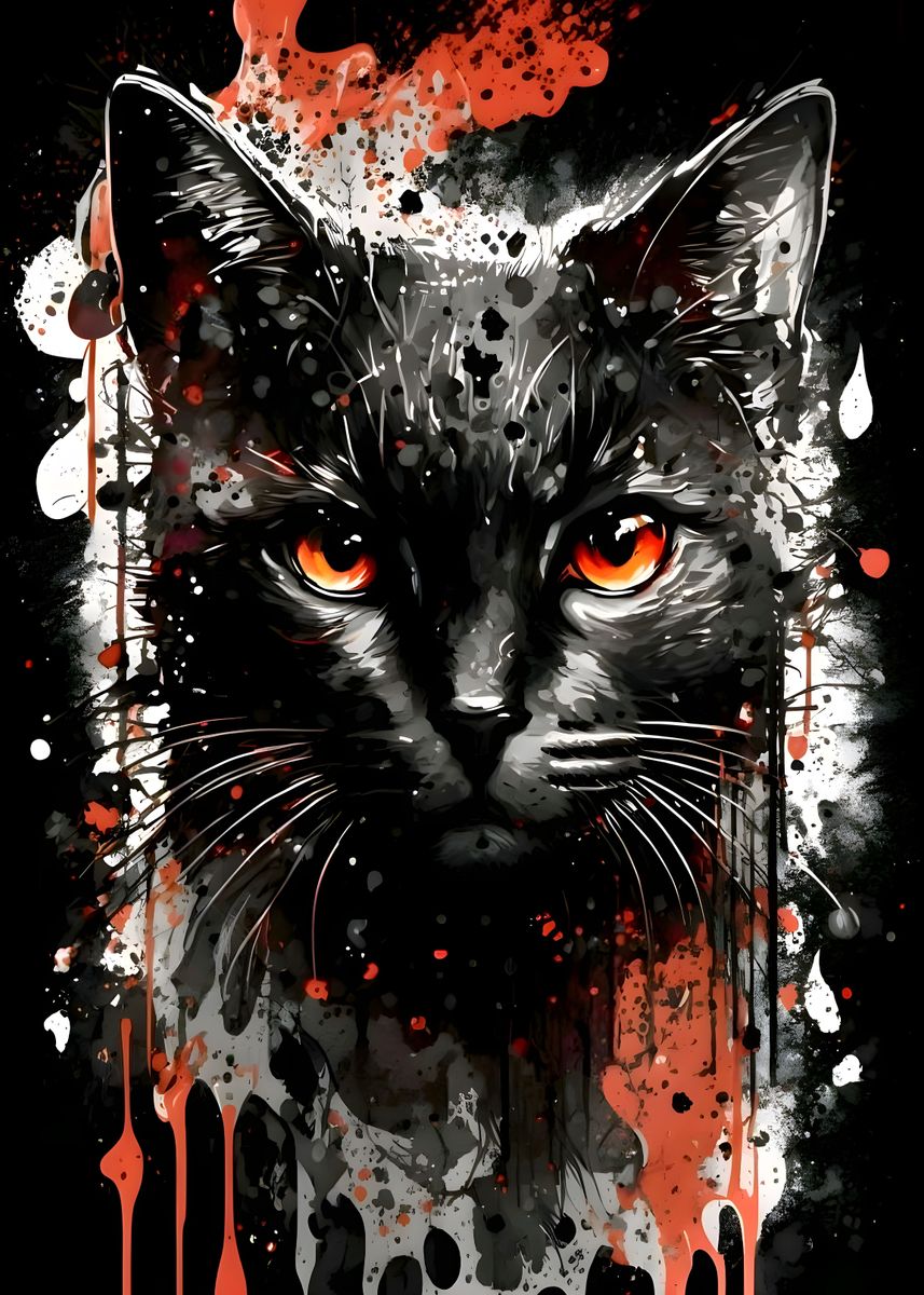 'black cat' Poster, picture, metal print, paint by pixar icia | Displate