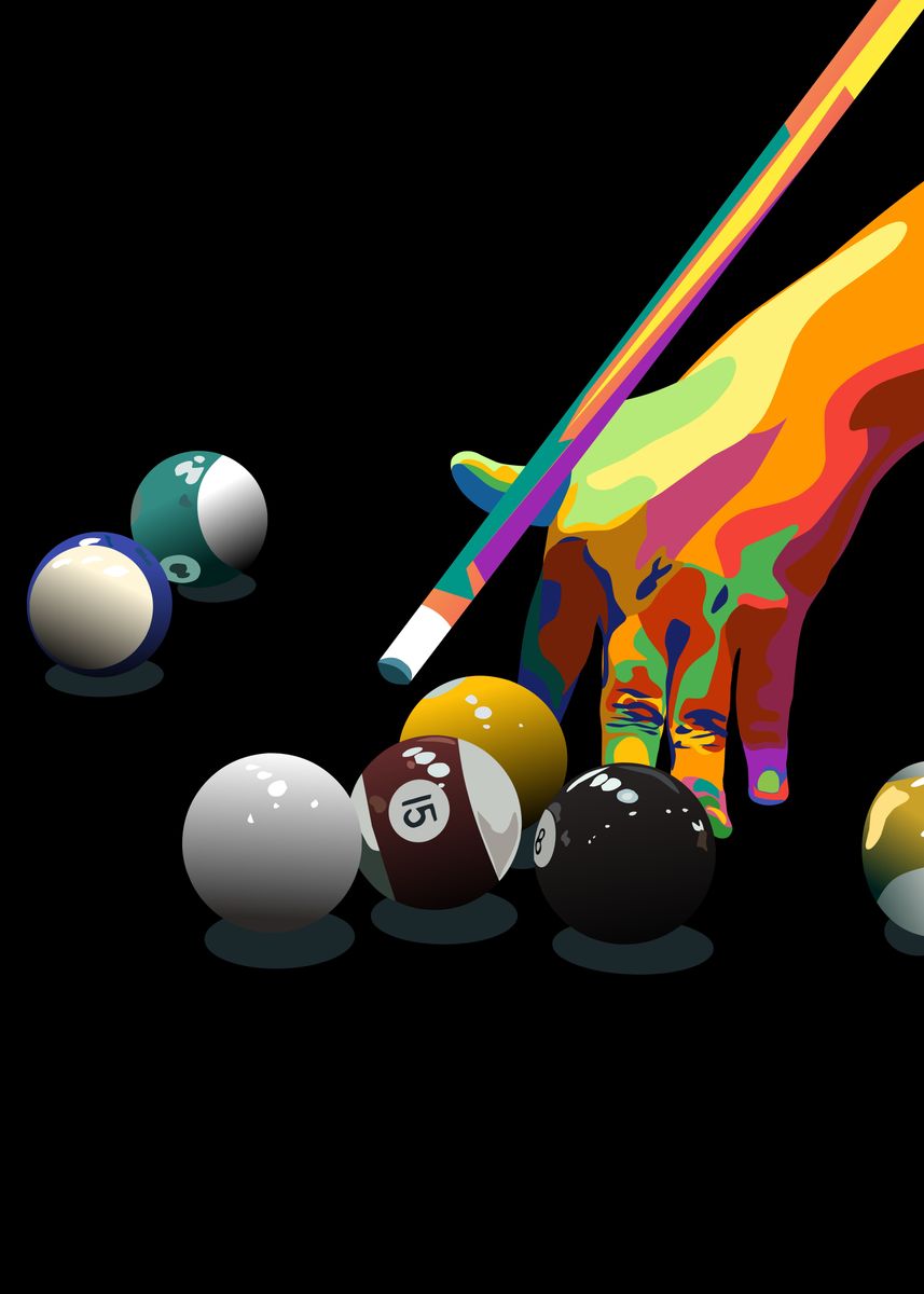 'Billiard in vector pop art' Poster, picture, metal print, paint by ...