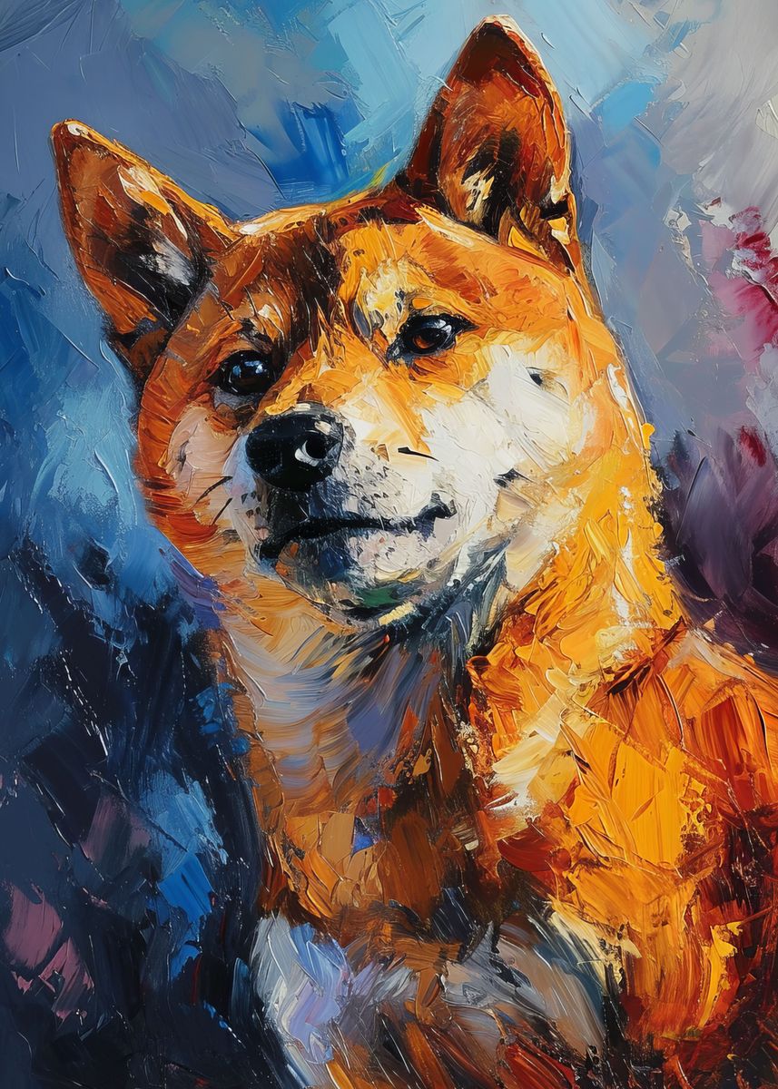 'Vibrant Shiba Portrait' Poster, picture, metal print, paint by Tollaru ...