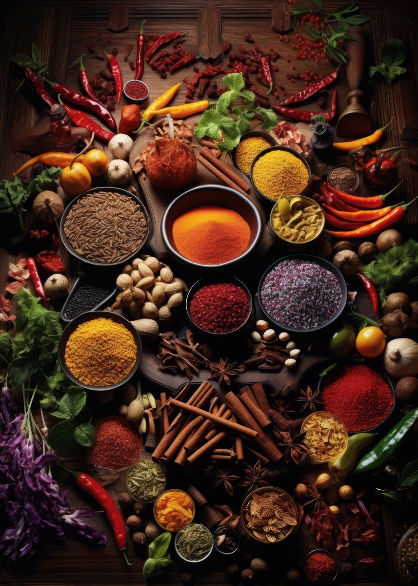 'Spices Food and Kitchen' Poster, picture, metal print, paint by Danan ...