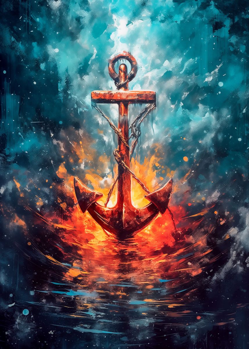 'Fire Anchor' Poster, picture, metal print, paint by The creative Hub ...