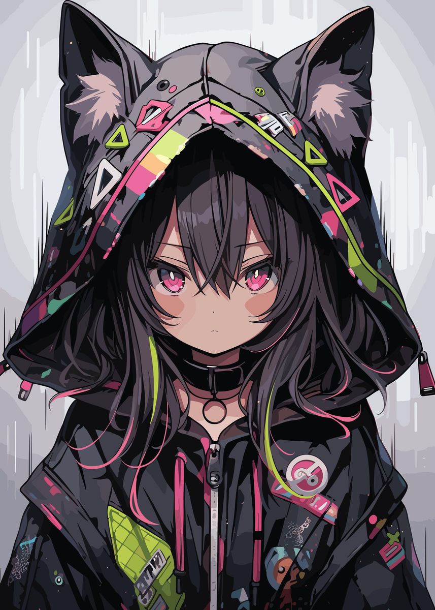 'Kawaii Anime Cat Girl' Poster, picture, metal print, paint by ...