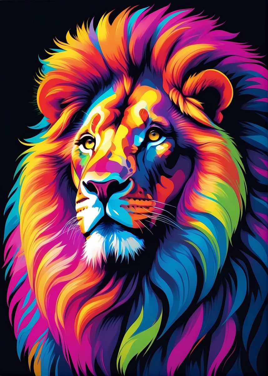 'Psychedelic Lion' Poster, picture, metal print, paint by Namikaze ...