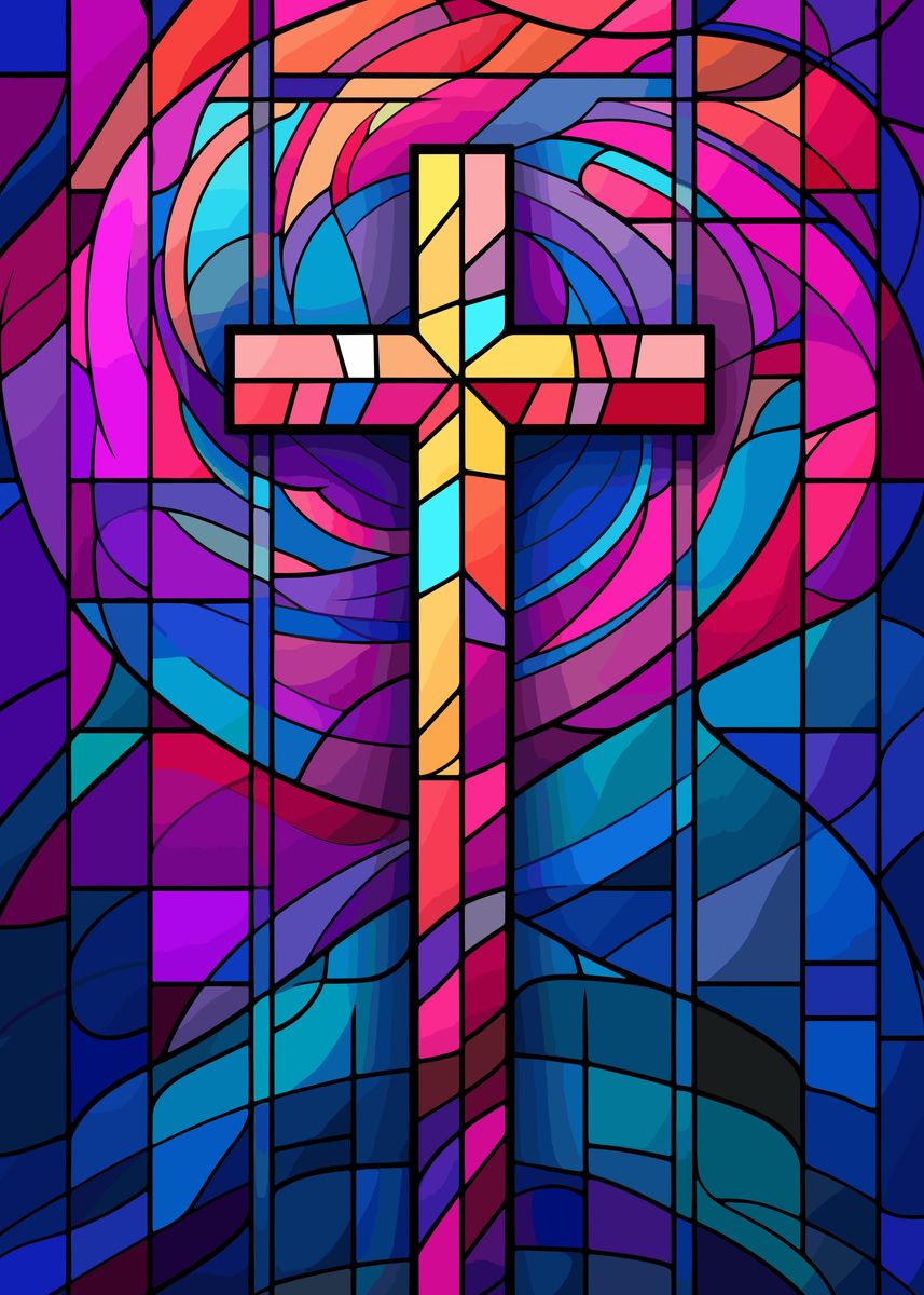 'Christian Cross Glass' Poster, picture, metal print, paint by Mesh ...