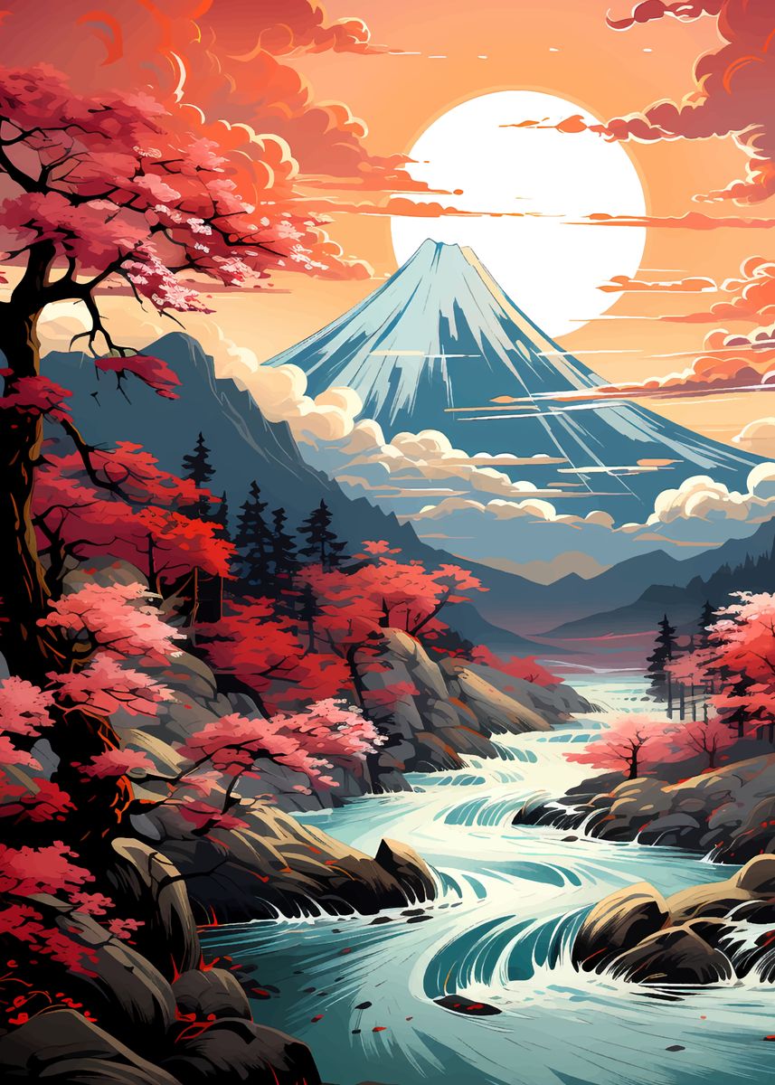 'nature mountain' Poster, picture, metal print, paint by Bernard Duke ...