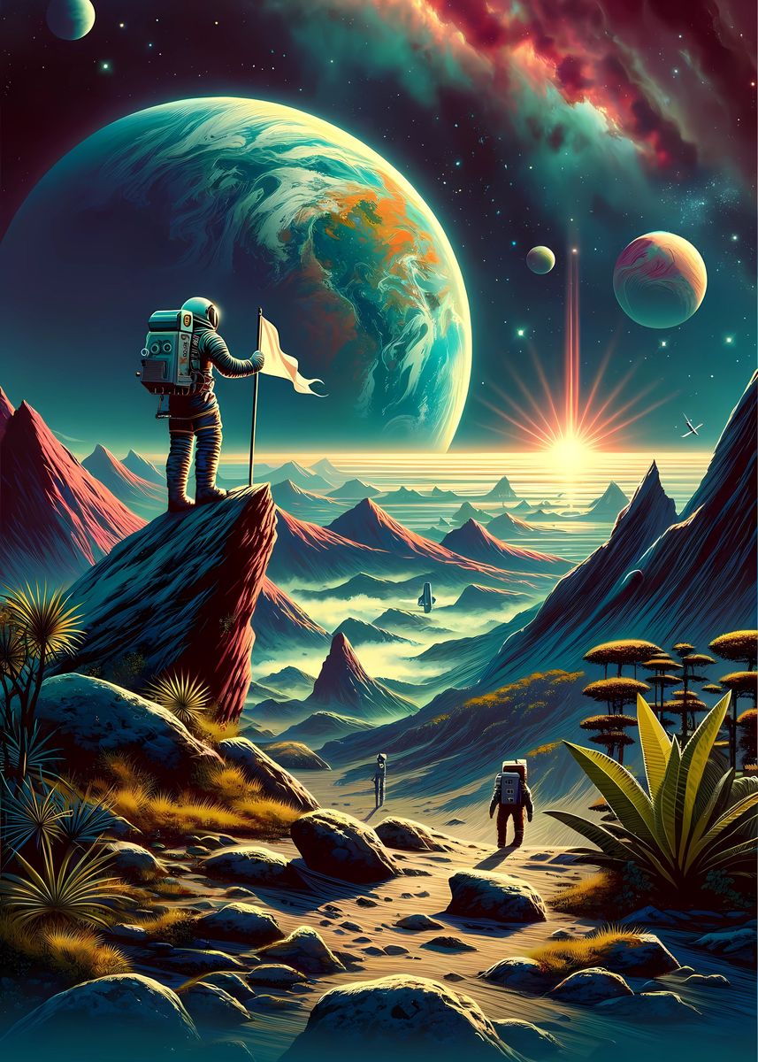 'Stellar Frontier' Poster, picture, metal print, paint by Exyrus | Displate