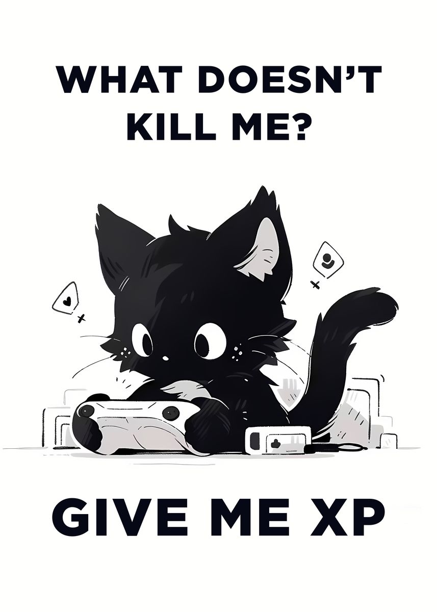 'Gaming Cat Poster' Poster, picture, metal print, paint by Lucky Star ...