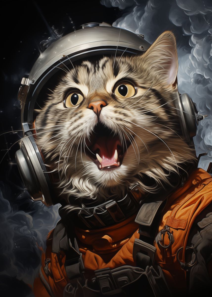 'Space Cat' Poster, picture, metal print, paint by Nerdworld 1 | Displate